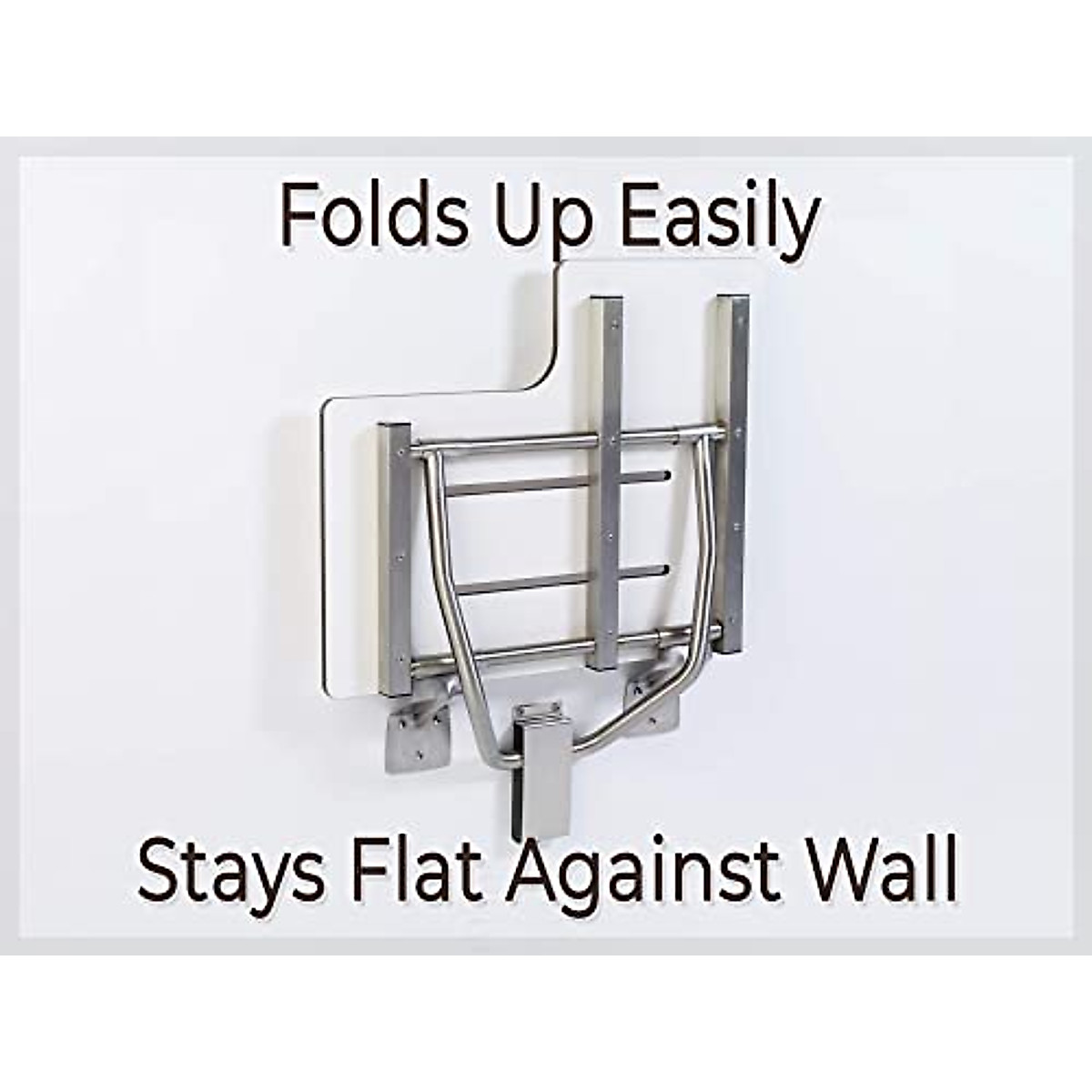 Folding Shower Seat - Wall Mount Bench for Inside Shower / ADA Bathroom Safety Assist / 304 Stainless Steel / Phenolic Resin / Left / 28" x 21"