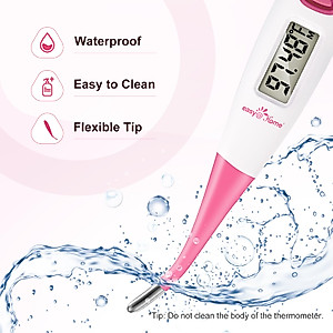 Easy@Home Basal Body Thermometer: BBT for Fertility Prediction with Memory Recall - Accurate Digital Basal Thermometer for Temperature Monitoring with Premom App - EBT-018 (Pink)