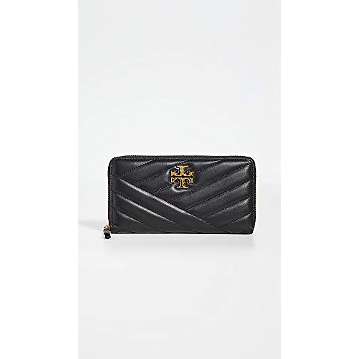 Tory Burch Women's Kira Chevron Zip Continental Wallet, Black, One Size