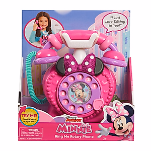 Disney Junior Minnie Mouse Ring Me Rotary Pretend Play Phone with Lights and Sounds, Kids Toys for Ages 3 Up by Just Play