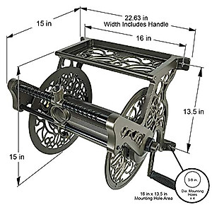 Liberty Garden 707 Decorative Wall Mount Garden Guide Hose Reel, Bronze