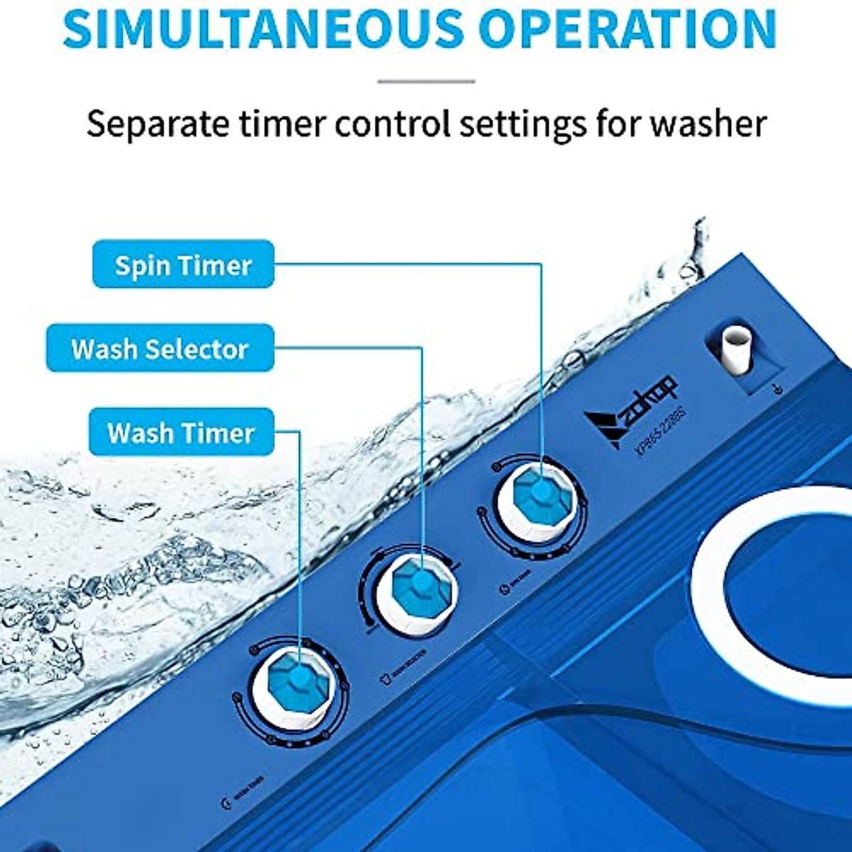 Winado 26LBS Portable Washing Machine, Compact Mini Washer Machine & Dryer Combo, Built-in Gravity Drain, Small Twin Tub Washer with Spin Cycle for Laundry Room, Apartments, Dorms, RV's (Blue)