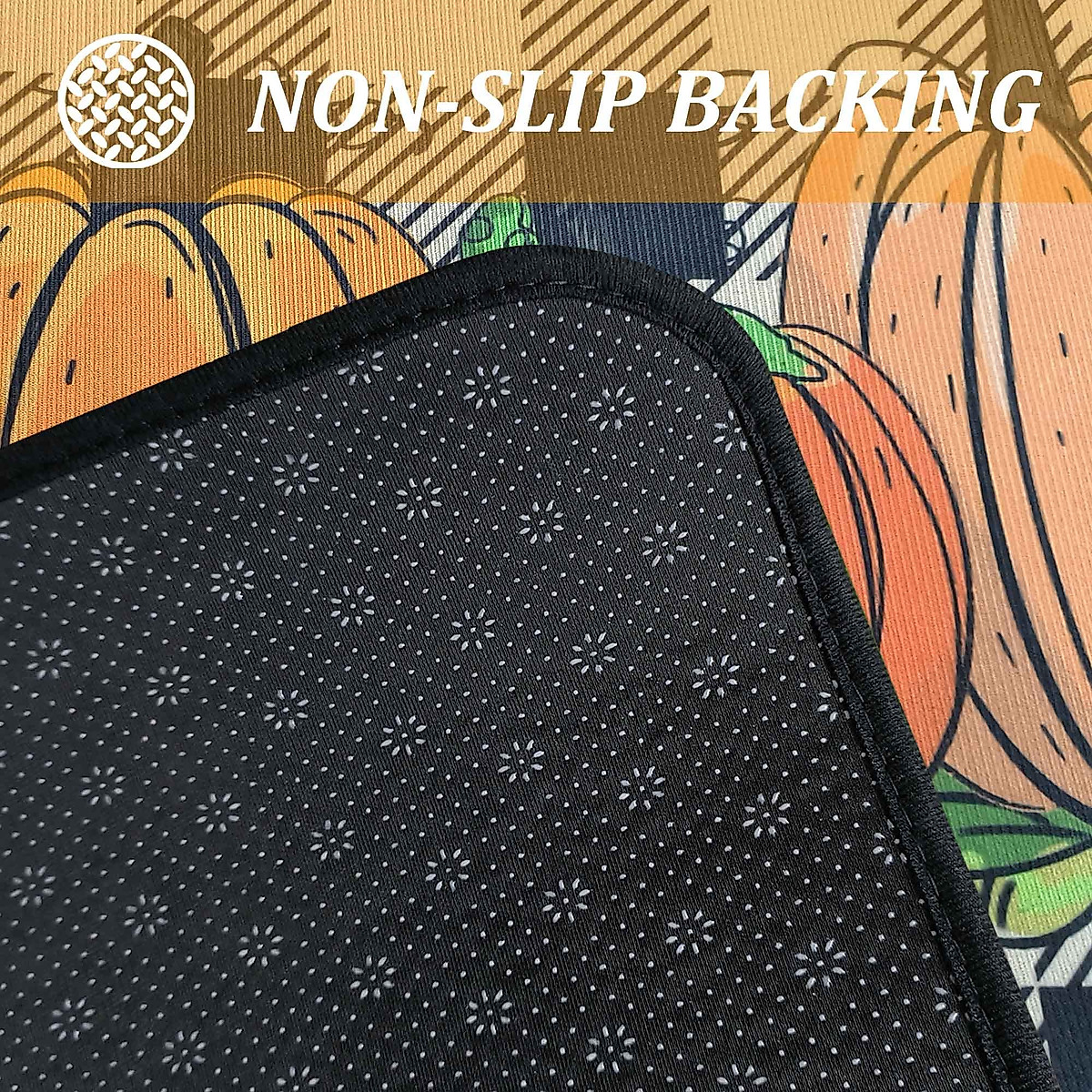 Buffalo Plaid Pumpkin Fall Decorative Kitchen Rugs Set of 2,Non Skid Washable, Home Seasonal Fall Holiday Party Autumn Harvest Thanksgiving Kitchen Mat 17"x47"+17"x30"