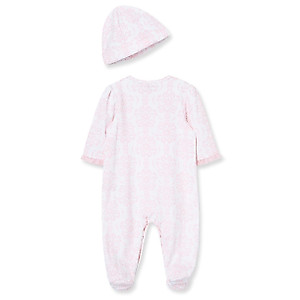 Little Me Baby Clothes & Outfits - Girls One Piece Hat & Footed Sleeper Pajamas - Preemie, Damask Scroll