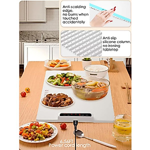 Food Warming Mat, Food Warmer for Parties Buffet - Upgraded Foldable Graphene Full Surface Fast Heating Electric Warming Tray, Portable Food Warmers Pad for Parties, 3 Temp,Auto Shut-Off & Child-Lock