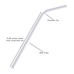 Individually Wrapped Plastic Drinking Straws 7.75'' [400 Pack] Each Individual Restaurant Style Sipping Straw Packaged In Paper Sleeves – White Disposable Flexible BPA-free Food Safe Plastic - (400)