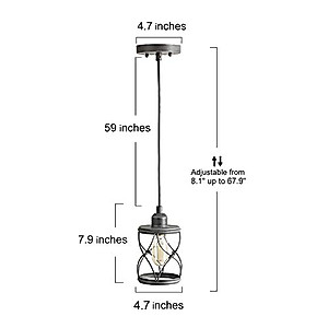 LALUZ Pendant Lighting for Kitchen Island, Hallway, Rustic Industrial Cage Hanging Fixture, Silver Brushed, Mini Size, 4.75 Inches