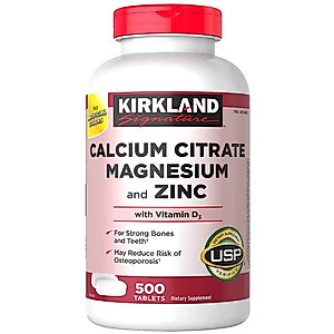 Kirkland Signature – Calcium Citrate, Magnesium and Zinc 500 Tablets + Vitamin E 400IU, 500 Softgels (Bundle of 2 Units Total)