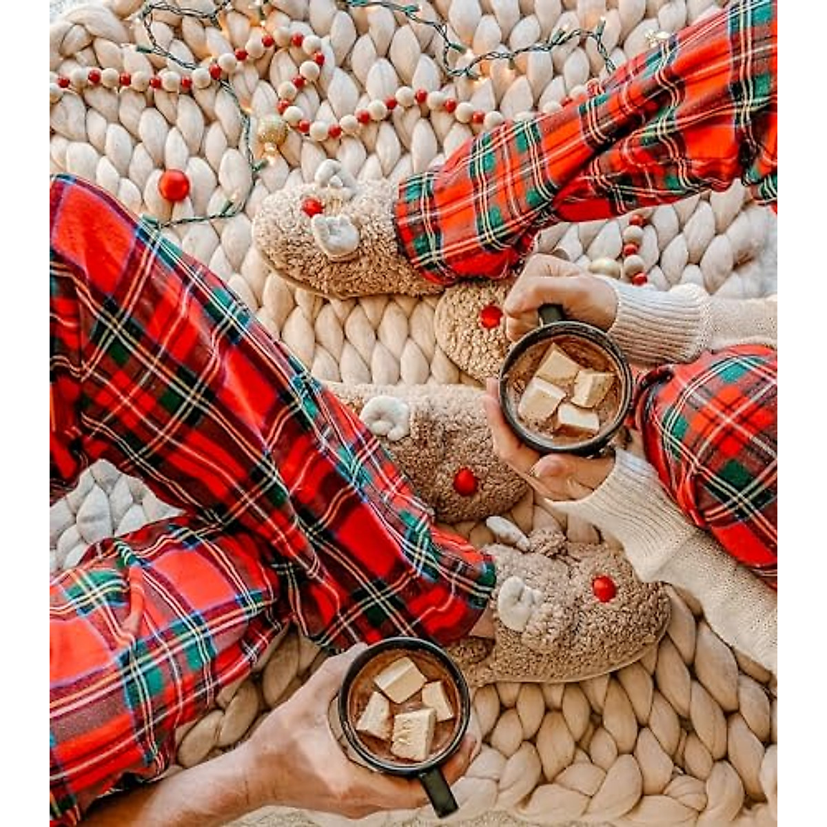 Dearfoams Women's Shay Giftable Holiday Themed Novelty Scuff Slipper, Reindeer, Large