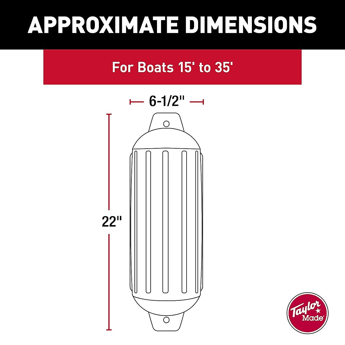 Taylor Made Products 952622 Super Gard Inflatable Vinyl Boat Fender, 6.5 x 22 inch, Black