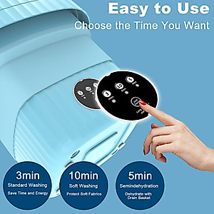 kwiwis Portable Mini Washing Machine，Small Foldable Lavadora, Laundry Machine with Spin-Dry, Smart Washer with 3 Modes for Socks, Baby Clothes, Apartment, Travel, Camping