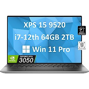 Dell XPS 15 9520 15.6" FHD+ (Intel 12th Gen 14-Core i7-12700H (Beat i9-11980HK), 64GB DDR5 RAM, 2TB PCIe SSD, RTX 3050) Business Laptop, Backlit, Fingerprint, Thunderbolt 4, Webcam, Win 11 Pro