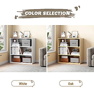 NELYE Basic Open Shelf Bookcase - 2-Tier Small Tiny Wooden Cube Storage Shelves Split Bookshelf, White