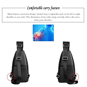 Leathario Men's leather Sling Bag Chest Bag Shoulder Bag Crossbody Casual Bag Pack Multipurpose