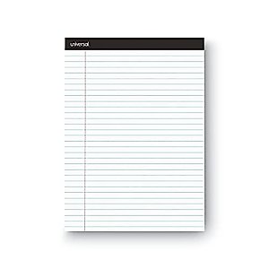 Universal 30730 Premium Ruled Writing Pads, White, 8.5 x 11.75, Legal/Wide, 50 Sheets (Pack of 12 Pads)