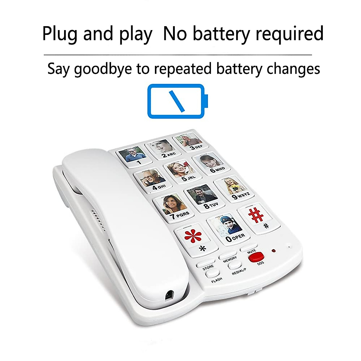 Corded Phone, Shinydream Big Button Phone for Seniors with Photo Memory One-Touch Dialling, Ringer Volume Control, Works in Power Outages, Best Landline Phone for Hearing and Visually Impaired