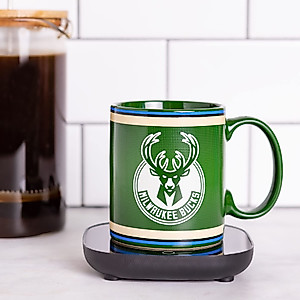 Uncanny Brands NBA Milwaukee Bucks Logo Mug Warmer with Mug – Keeps Your Favorite Beverage Warm - Auto Shut On/Off