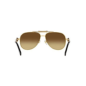 Versace Unisex Sunglasses Gold Frame, Brown Gradient Lenses, 59MM