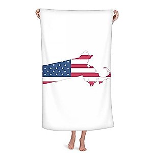 Massachusetts USA Map Stars Stripes Flag Throw Blanket Soft Warm Flannel
