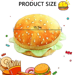 GKWW Cheeseburger Plush Pillow Hamburger Stuffed Pillow Giant 3D Simulation Burger Cushion Fluffy Cheeseburger Plushie Pillow Toys Gift for Room Decor Holiday Birthday