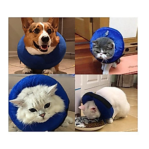 QIYADIN Soft Dog Recovery Collar, Adjustable Protective Inflatable Pet Cone for Dogs and Cats After Surgery, Prevent Pets from Biting & Scratching (Medium)