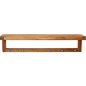 AquaTeak 36" Moa Wall Shelf with Hooks