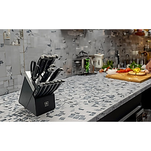 Henckels International Statement 14-pc Self-Sharpening Knife Block Set | 6 Steak Knives, Paring Knife, Santoku Knife, Bread Knife, Chef’s Knife, & More