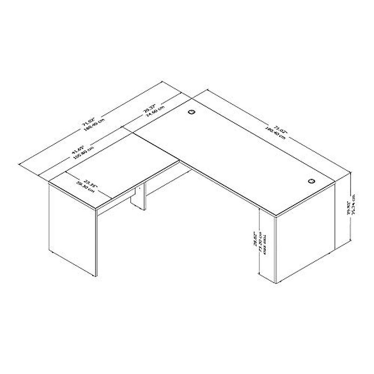 Bush Business Furniture Studio C L Shaped Desk with Return, 72W x 30D, Platinum Gray