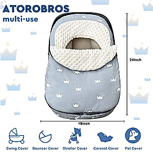 ATOROBROS Baby Car Seat Cover Winter, Winter Resistant Baby Stroller and Car Seat Cover for Newborn & Infant to Keep Baby Warm, Super Soft Cotton and Fleece, Grey