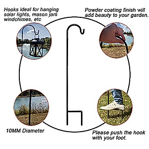 Ashman Black Shepherd Hook 48 Inch (2 Pack), 10MM Thick, Super Strong, Rust Resistant Steel Hook Ideal for Use at Weddings, Hanging Plant Baskets, Solar Lights, Lanterns, Bird Feeders.