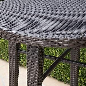 Christopher Knight Home Callum Outdoor Wicker 32.5" Round Bar Table Set, 5-Pcs Set, Multibrown