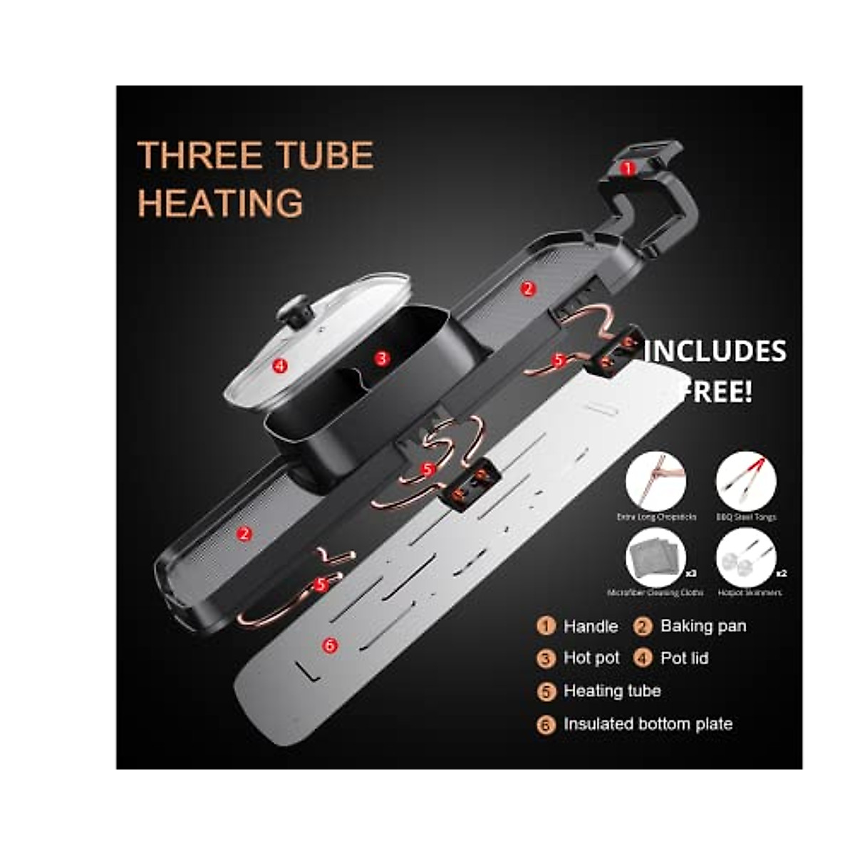 Soup N Grill V3 Hotpot Grill Combo, Indoor Korean BBQ, Shabu Shabu Electric Hot Pot with Divider, Portable with Free Strainer Scoops, Extra Long Chopsticks, Tongs, Cloths, Smokeless Grill