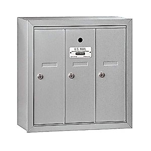 Salsbury Industries 3503ASU Surface Mounted Vertical Mailbox with 3 Doors and USPS Access, Aluminum