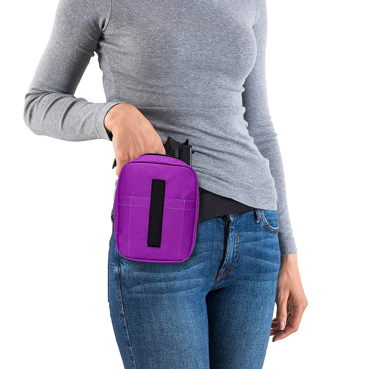 POYOLEE Concealed Carry Gun Holster Pouch for Women Fanny Pack Pistol Case Small Shooting Bag for Mid and Compact Handguns (Single Purple)
