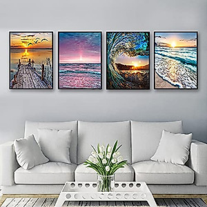 6 Pack Diamond Painting Kits, 5D Diamond Art Kits for Adults Full Drill Diamond Paintings Kit Crafts for Adults Kids Beginners, DIY Beach Diamond Painting Packs Gem Art Home Wall Decor 11.8x15.7inch