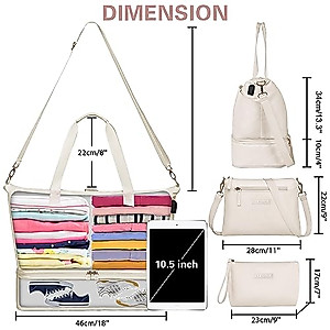 ETRONIK Weekender Bag for Women, Expandable Travel Duffel Bag with USB Charging Port, Gym Bag with Shoe Compartment and Wet Pocket, Carry On Tote Bag for Women Travel Airplanes 3Pcs Set, Beige