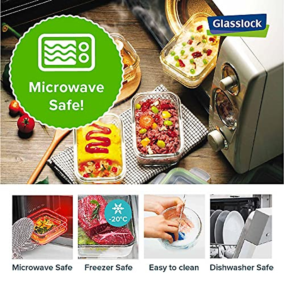 Rectangular Handy Tempered Glass Food Container 2500ml - Glasslock Airtight Anti Spill RP602