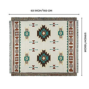 Shigen Art Native American Throw Blanket Weighted Reversible Design with Tassel Fringes for Farmhouse Decor Cotton and Microfiber Blend Perfect for Chair Sofa Living Room Bedroom Gift Wrapping