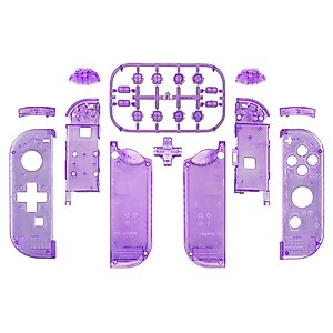 eXtremeRate Back Plate for Nintendo Switch Console, NS Joycon Housing Shell (D-Pad Version) with Full Set Buttons, DIY Replacement Shell for Nintendo Switch - Clear Atomic Purple