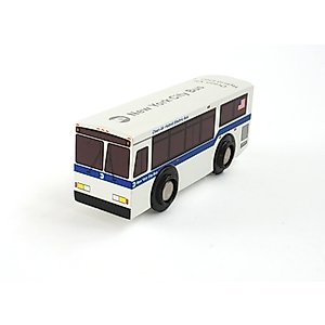 MUNI PALS Munipals New York City Bus Wooden Roadway Orion VII Hybrid Electric Bus–Child Safe and Tested Wood Toy Bus