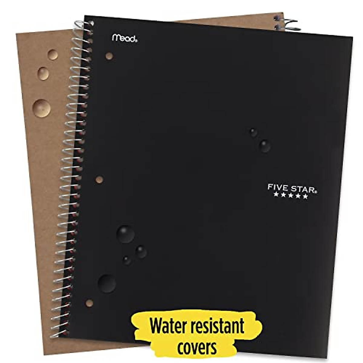 Five Star Spiral Notebook + Study App, 3 Subject, College Ruled Paper, 150 Sheets, 11" x 8-1/2, Black, 1 Count (72069)