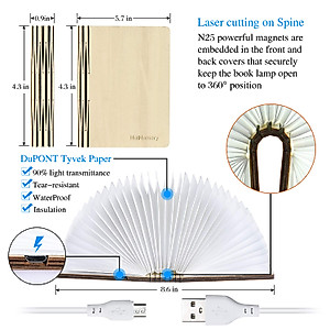 HutHomery Desk Lamp, Wooden Book Light, LED Night Reading Light, Bedside Desk Table & Wall Light Lamp USB, Perfect for Nightstand, Home & Office Decor Gift Ideas