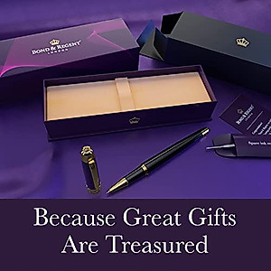Bond & Regent Rollerball Pen - Certified Luxury Grade | 24 Karat Gold & Gloss Black | Nice Gift Pens for Men and Women