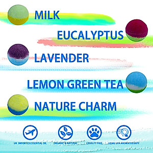 5+1 Tin Box Bath Bomb Gift Set, Natural & Organic Bath Fizzy Bomb with Croaking Floating Frog and Finger Toys, Colorful Moisturizing Relaxing Bath Spa, Perfect Self Care Kids Gift Set, Birthday Gift