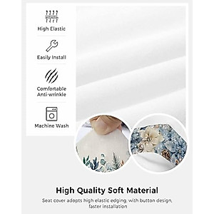 Christmas Office Chair Cover 2 Piece, Stretch Elastic Computer Desk Rotating Chair Seat Back Covers, Xmas Eucalyptus Stretchable Chair Slipcover Protectors Cover Winter Snowflake Farmhouse Flower