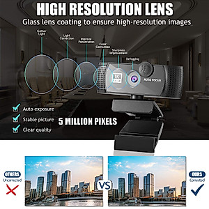 RERBO Camera and Microphone for Desktop Computer, AutoFocus 1080p Webcam with Tripod Stand and Privacy Cover FHD USB Web Camera for Video Conferencing Webcast 120-degree Wide Angle