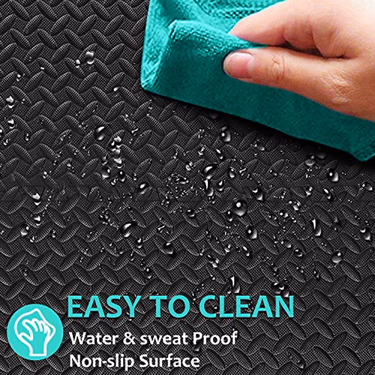 12-Tile Interlocking Puzzle Exercise Mat, 24'' x 24'' EVA Foam Flooring for Gym Equipment, Black