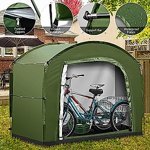 H&ZT Bike Storage Tent, Patio Bike Cover, for Bikes Lawn Storage Cover, Outdoor Storage Tent for Outside Patio Garden Backyard (Green)