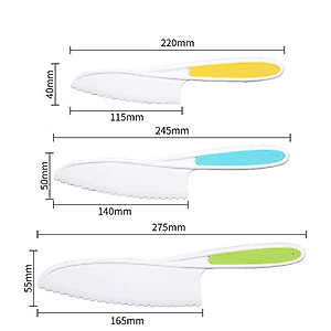 YOFAN 3-Pack Children safe plastic nylon knife,3-Piece kid friendly knives