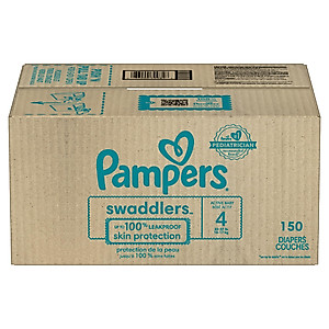 Diapers Size 4, 150 Count - Pampers Swaddlers Disposable Baby Diapers (Packaging & Prints May Vary)
